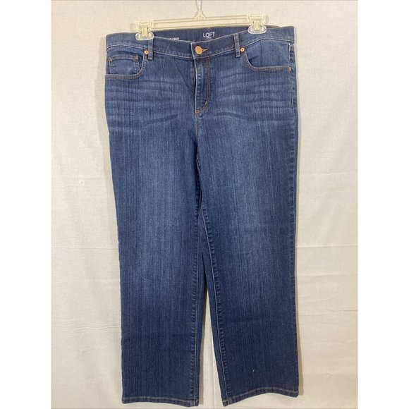 LOFT | Jeans | Loft Womens Denim Blue Jeans Original Straight Crop Dark ...